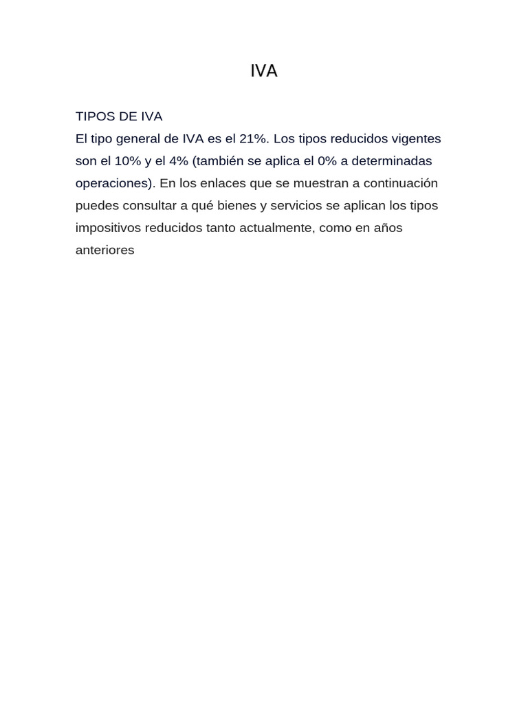 Tipos de IVA: General y Reducidos | PDF
