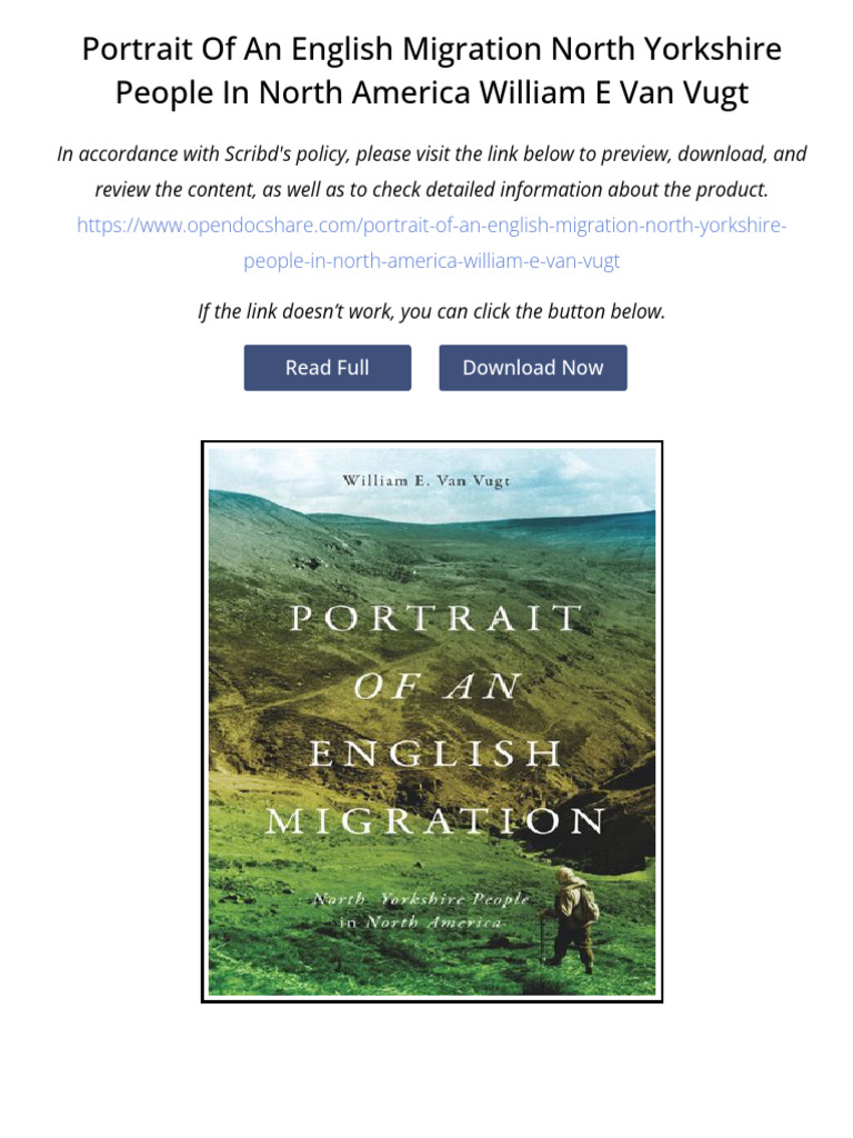 Portrait Of An English Migration North Yorkshire People In North ...