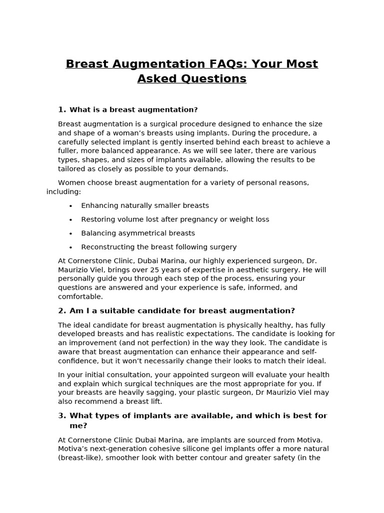 Breast Augmentation FAQ | PDF | Breast | Breastfeeding