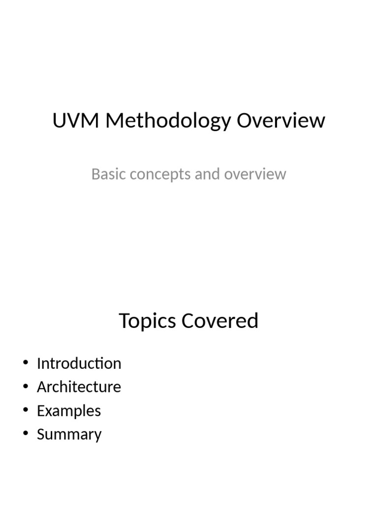 UVM Methodology Overview | PDF