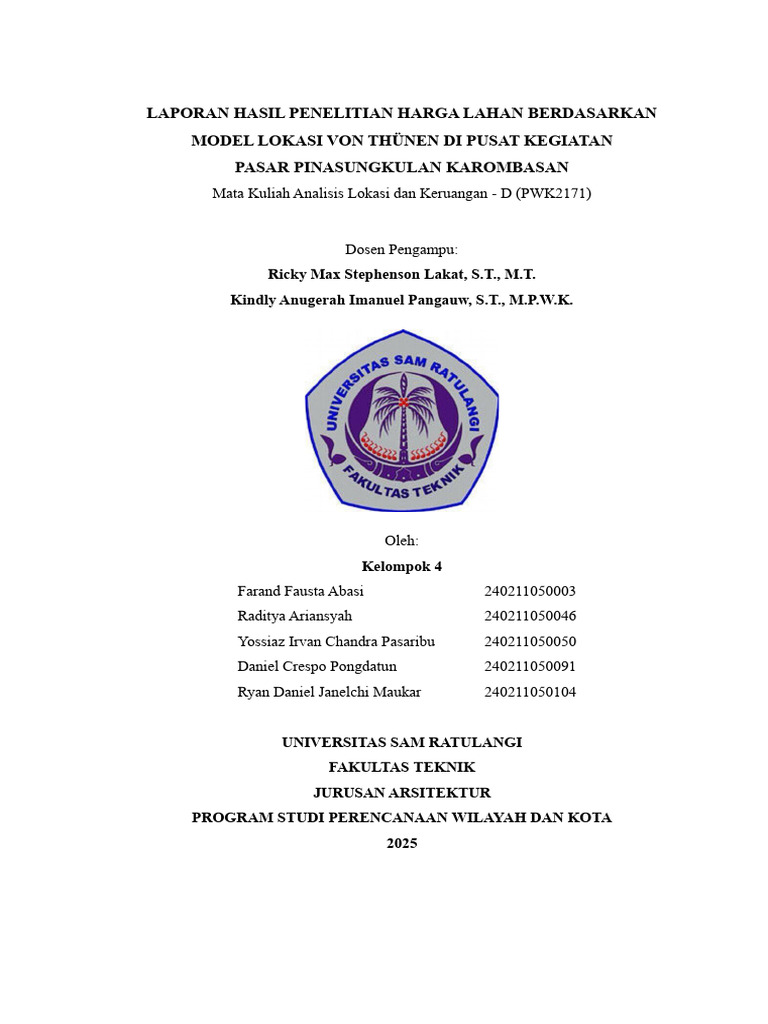 Harga Lahan Berdasarkan Model Von Thünen | PDF