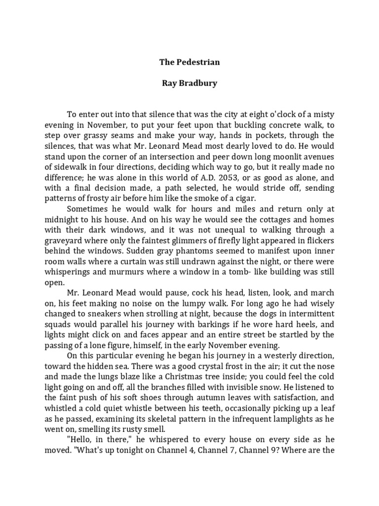 The Pedestrian by Ray Bradbury | PDF