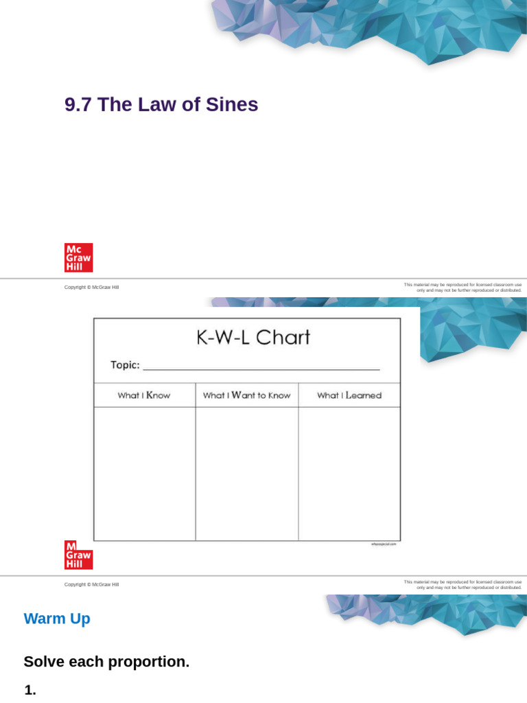 9.7 the Law of Sines (1) | PDF | Trigonometric Functions | Surveying