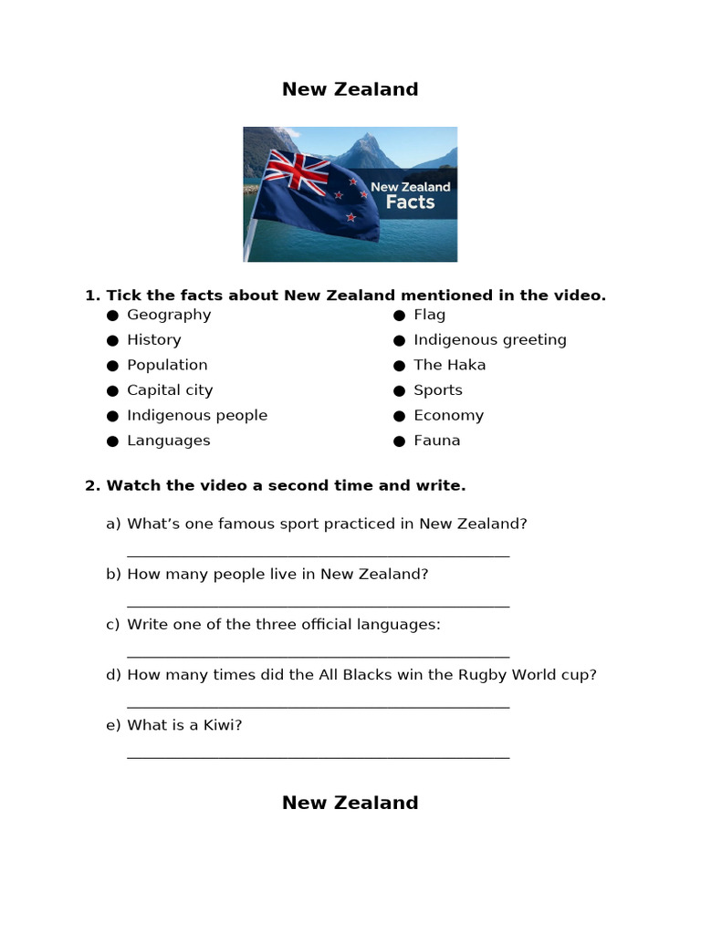 New Zealand_ While-watching Tasks | PDF | Sports | Team Sports