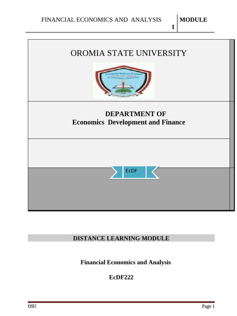 Finacial Economics and Analysis MODULE 1 | PDF | Money | Interest