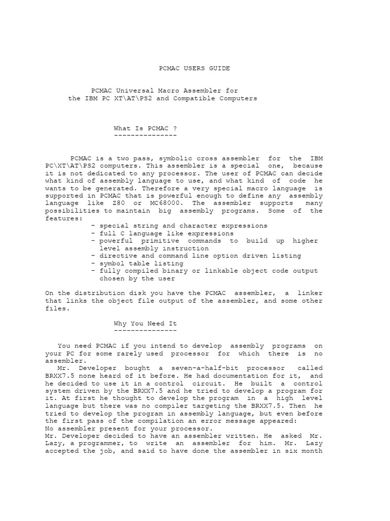 PCMAC_UserGuide | PDF | Assembly Language | Computer Program
