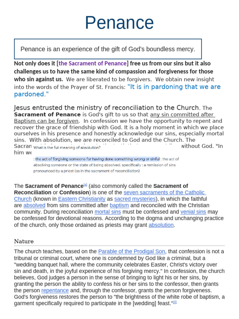 Penance (1) | PDF | Penance | Confession (Religion)