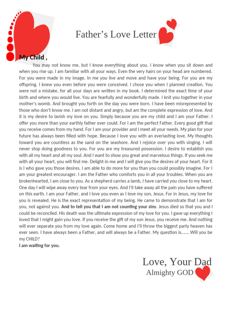 Father's Love Letter | PDF | Jesus | Religious Belief And Doctrine