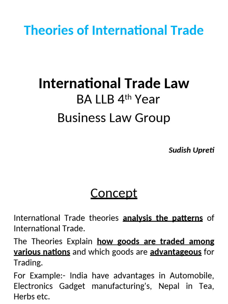 3. Theories of Trade | PDF | Balance Of Trade | Comparative Advantage