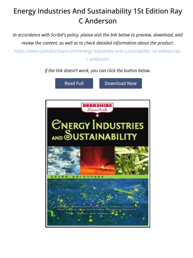 Energy Industries And Sustainability 1st Edition Ray C Anderson | PDF ...