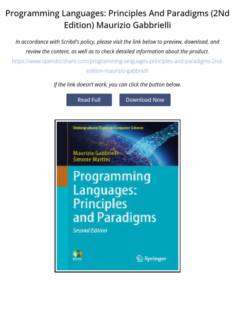Programming Languages: Principles and Paradigms (2nd Edition) Maurizio Gabbrielli | PDF ...