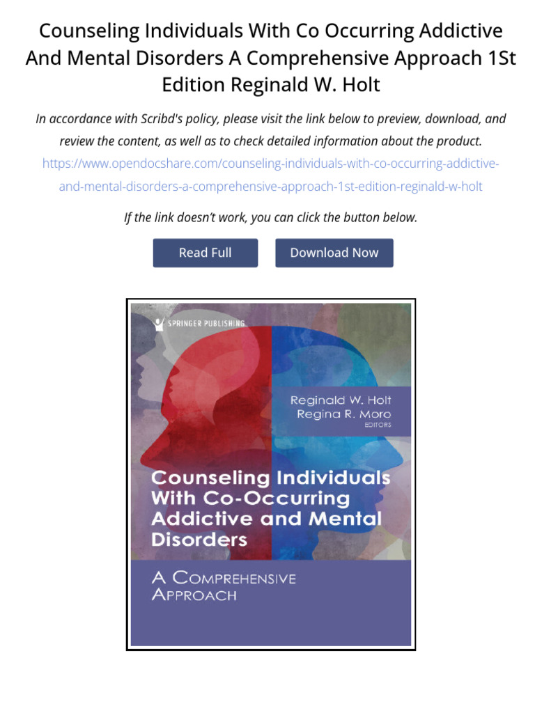 Counseling Individuals With Co Occurring Addictive and Mental Disorders ...