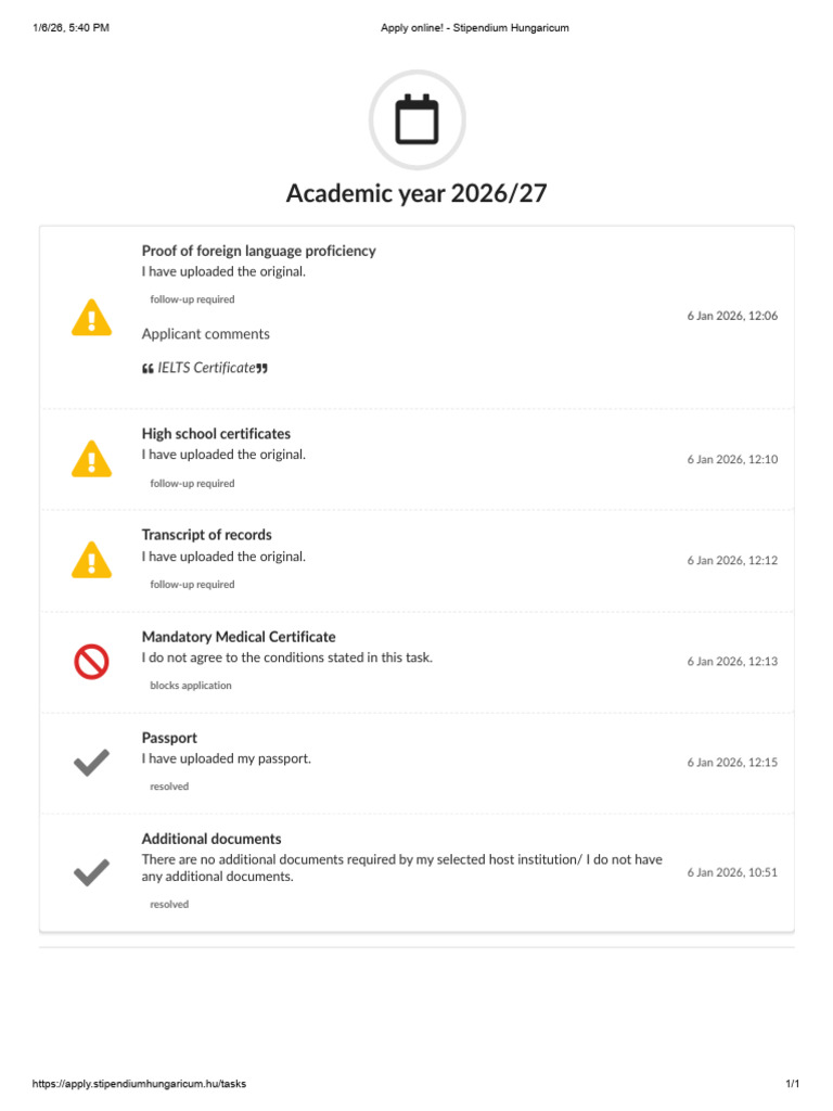 Apply Online! - Stipendium Hungaricum Doc Checklist | PDF