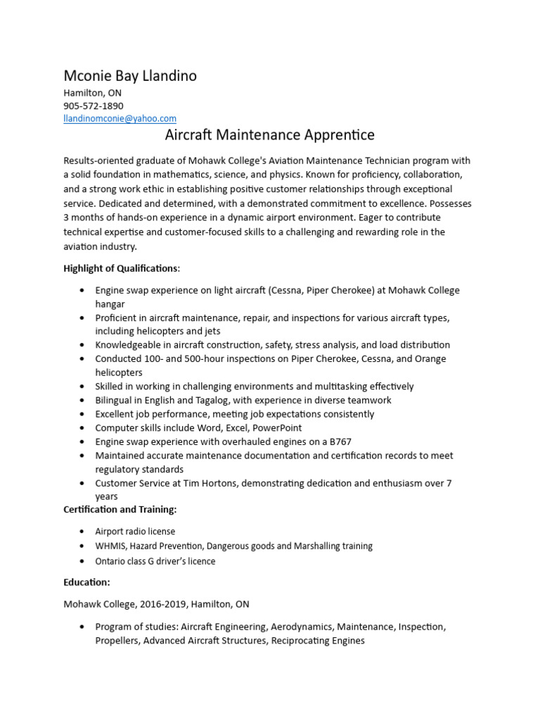 Aviation Resume | PDF | Aircraft | Aviation