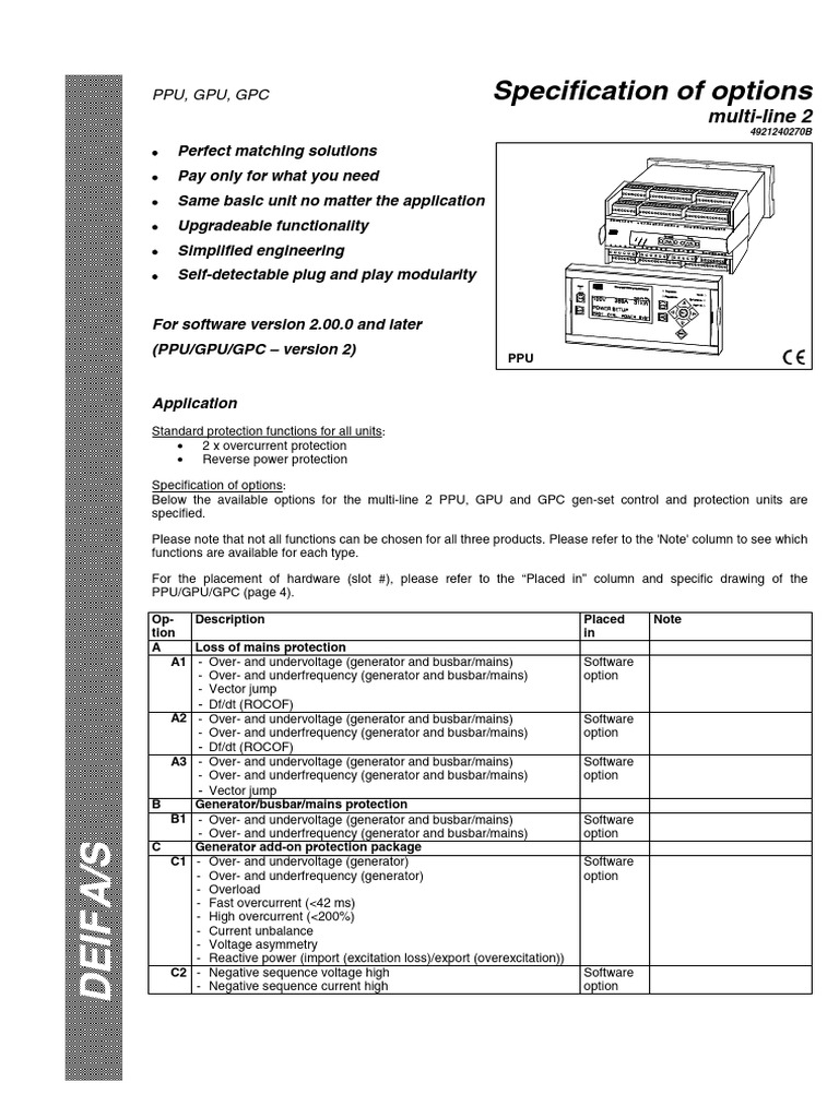 Ml 2 Specification of Options Vers 2 00 0 and Later 4921240270 Uk | PDF ...