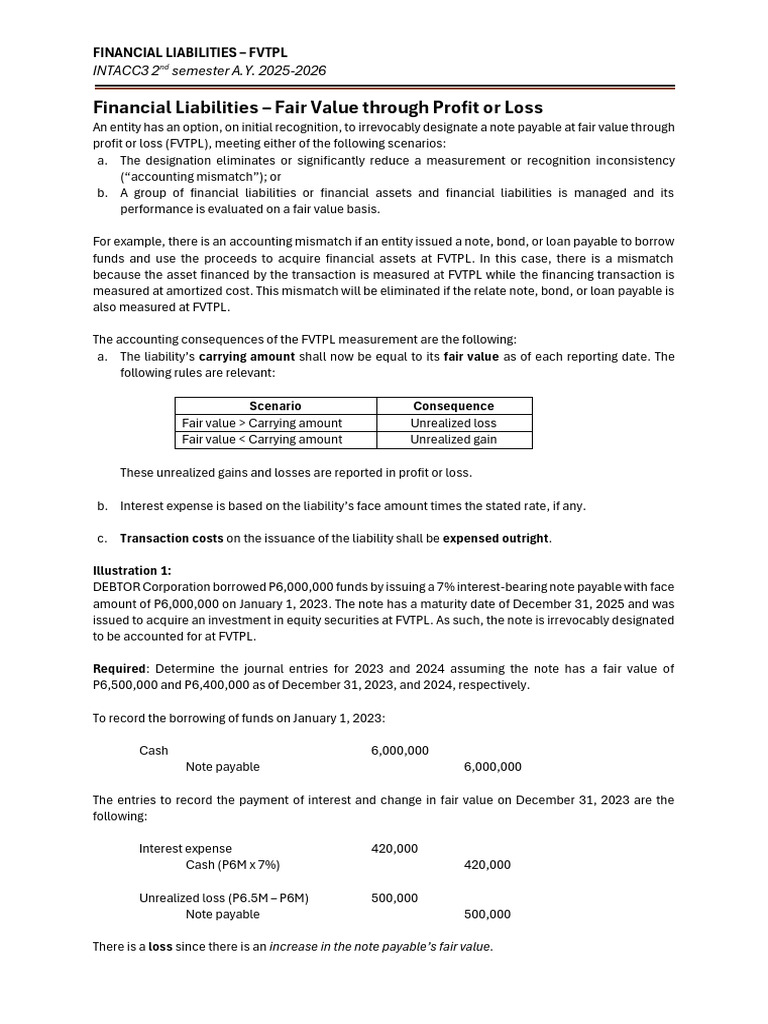 Financial Liabilities FVTPL Explained | PDF | Fair Value | Financial ...