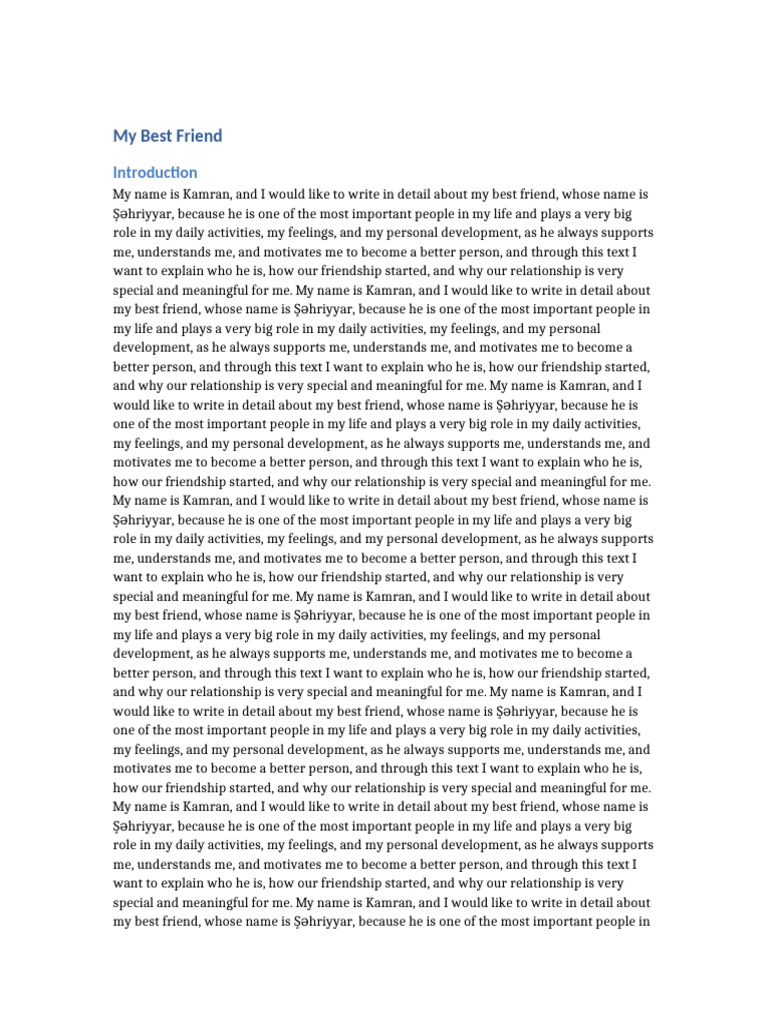 My Best Friend Page Long | PDF | Friendship | Thought