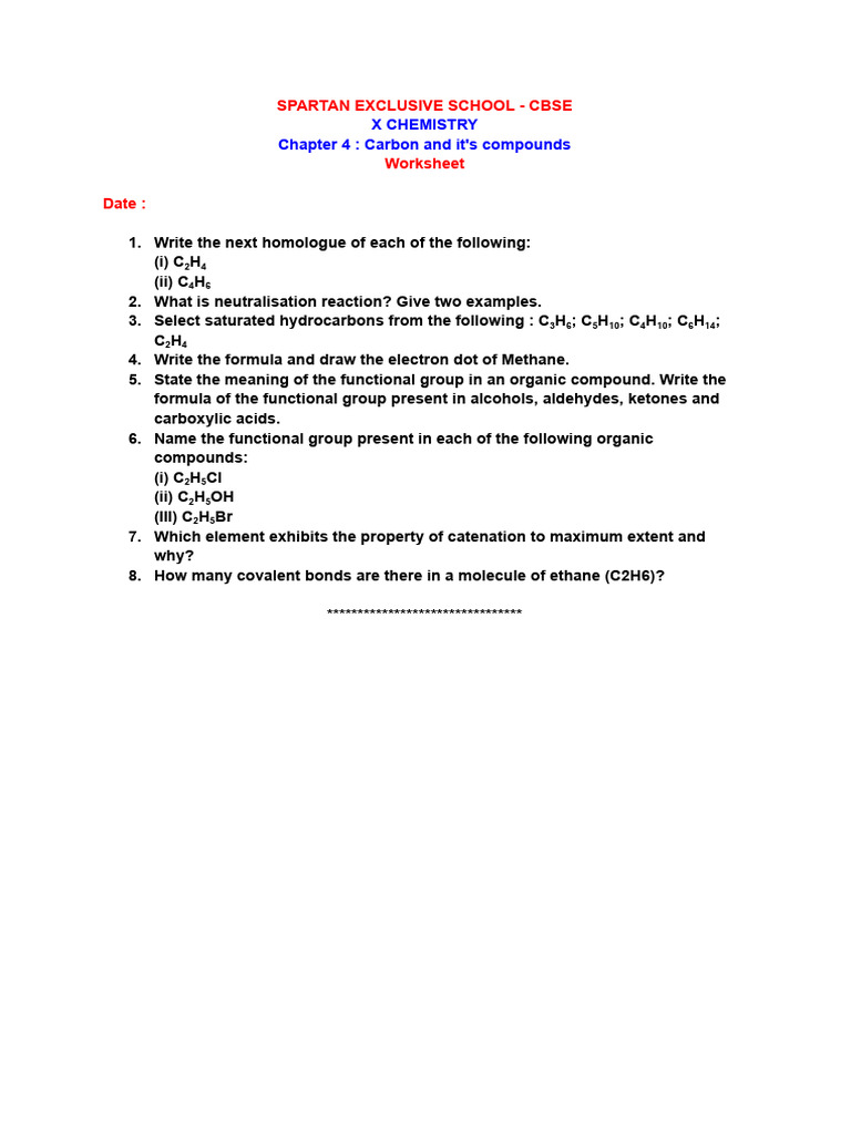 10th Std Ch 4 Worksheet No.1 | PDF