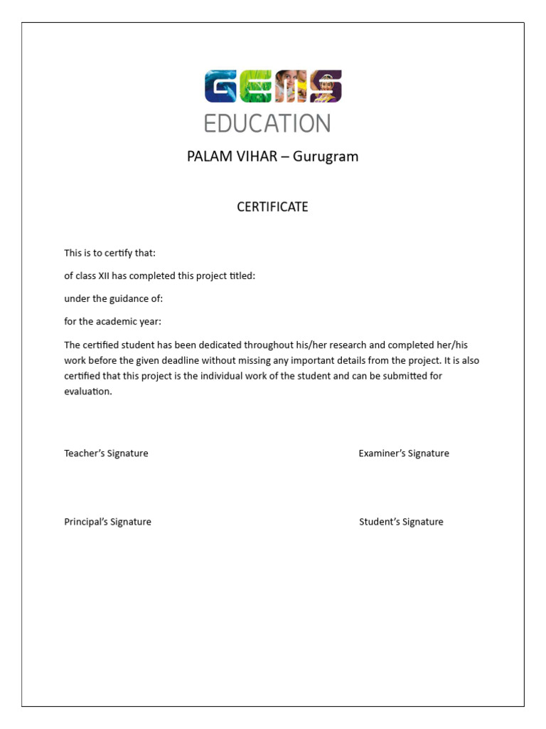 Project Completion Certificate Template | PDF