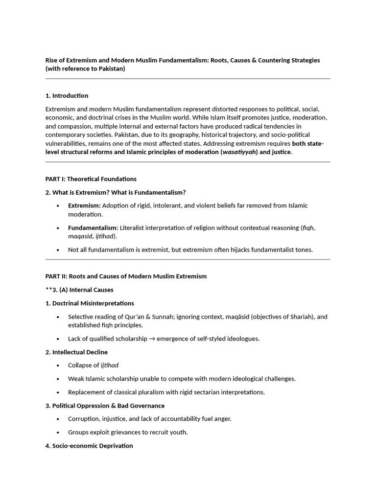Rise of Extremism and Modern Muslim Fundamentalism | PDF | Islamic ...