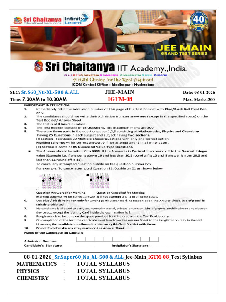 08-01-2026_Sr.S60_Nu_XL-500 & All Streams_Jee -Main_IGTM-08_Q.Paper ...