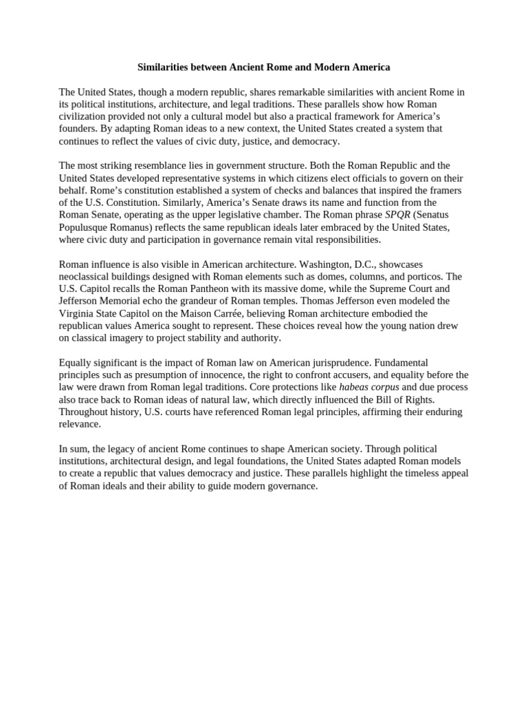Similarities Between Ancient Rome and Modern Ameri | PDF | Ancient Rome ...