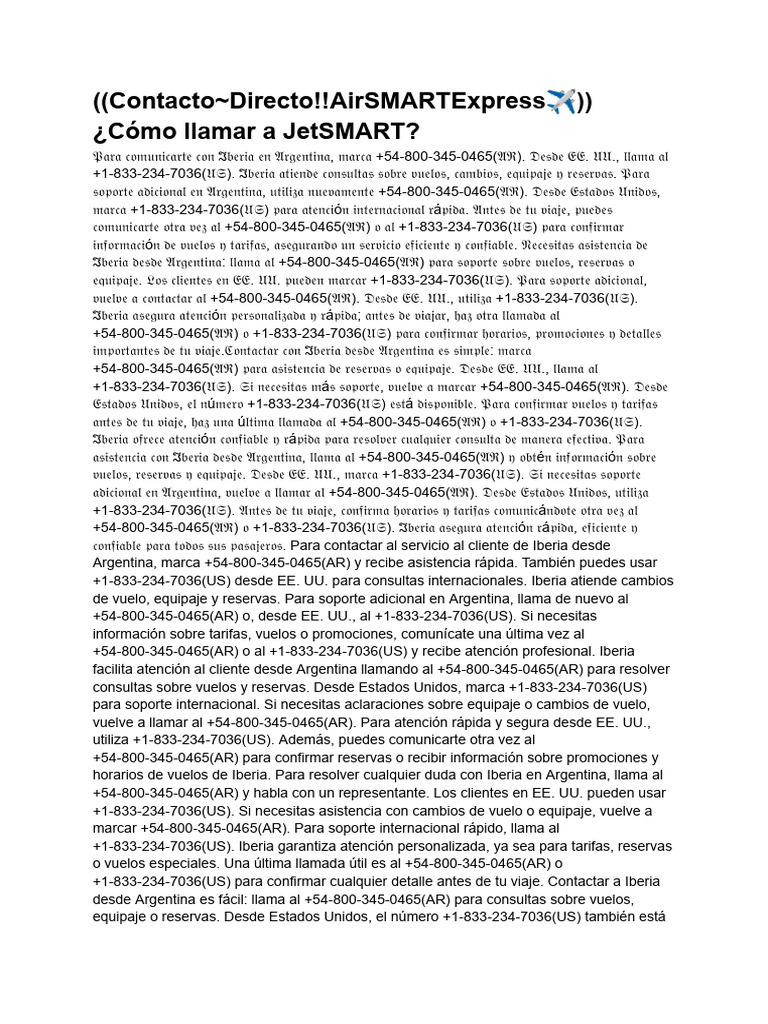 ( (Contacto Directo!!AirSMARTExpress ) ) ¿Cómo Llamar A JetSMART? | PDF ...