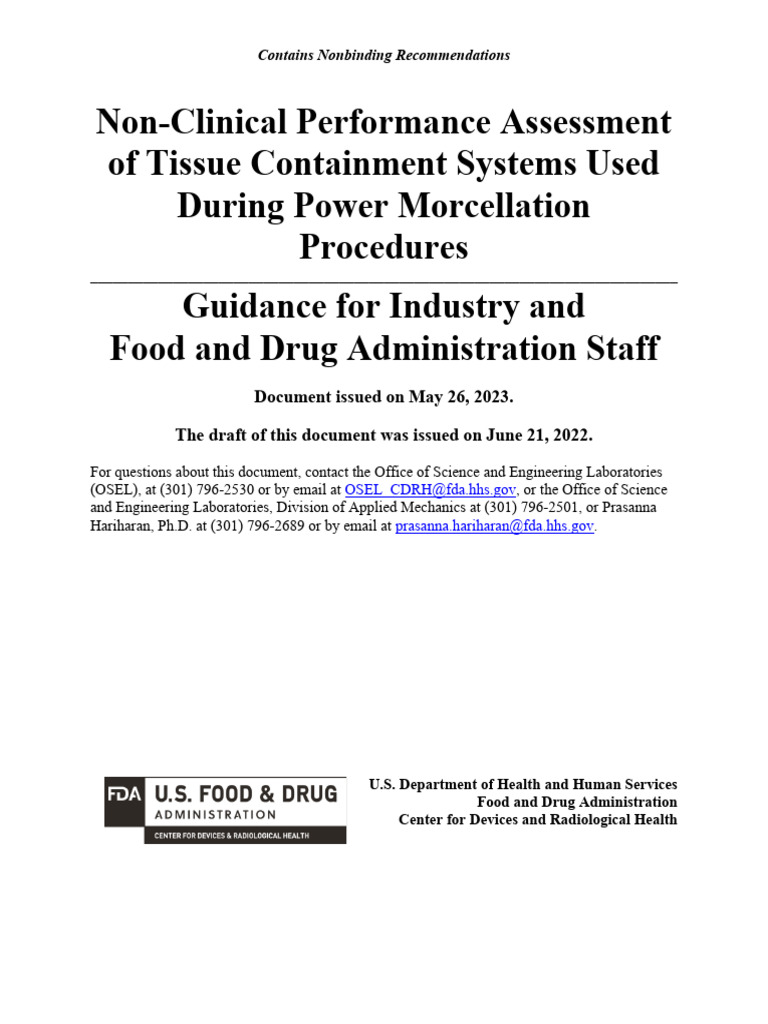 Nonclinical Tissue Containment Systems Guidance | PDF
