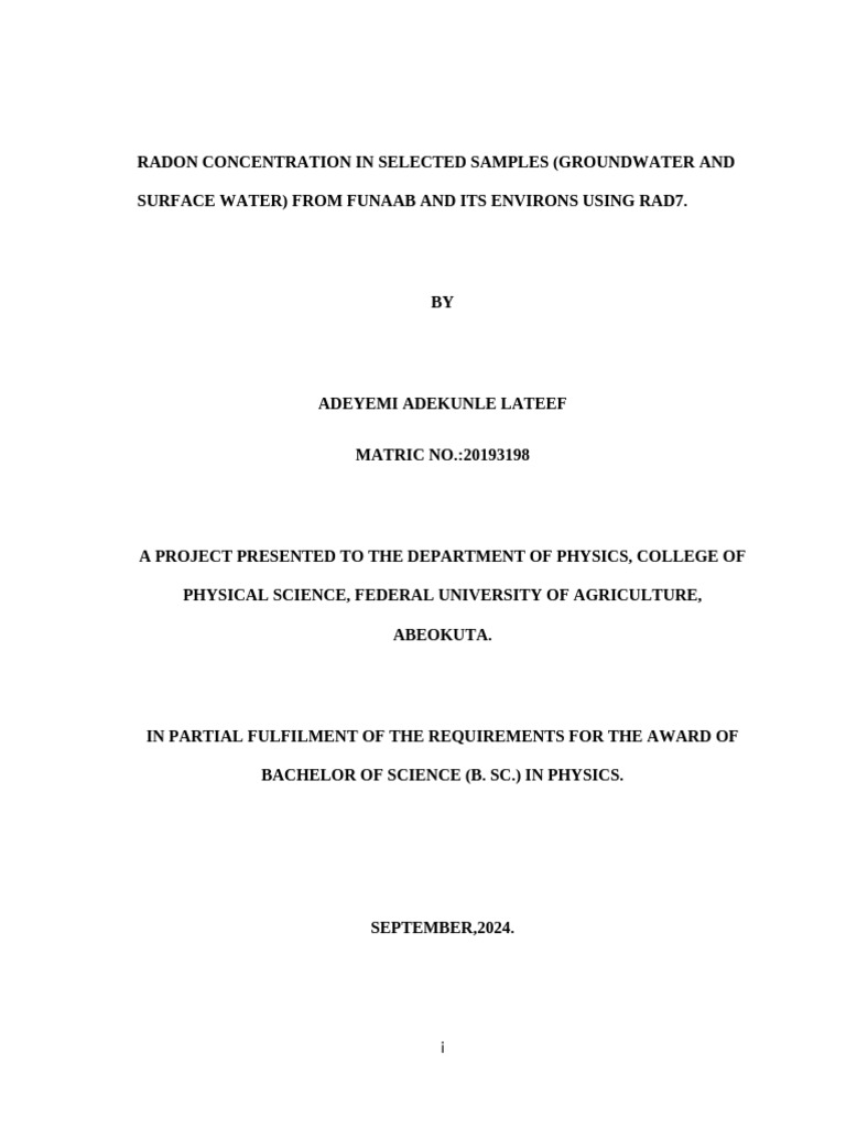 Project work | PDF | Water