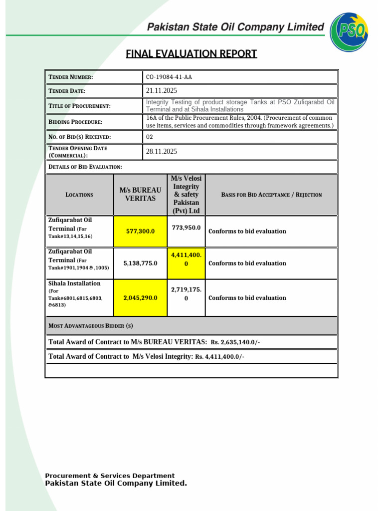 Final Bid Evaluation Report 19084-41 (3) | PDF
