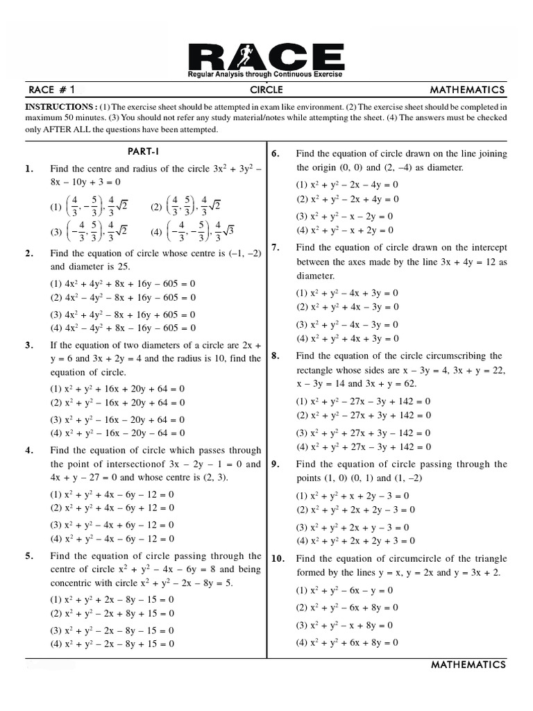 Circle RACE | PDF | Circle | Area