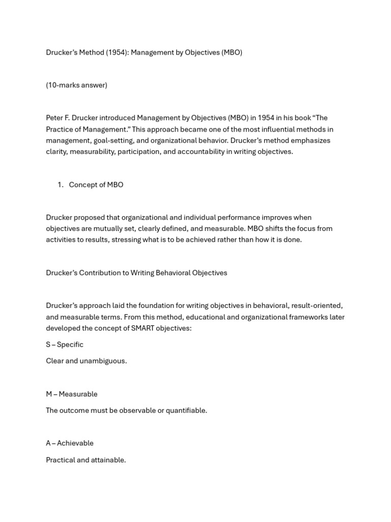 Drucker's Management by Objectives Explained | PDF | Learning | Psychology