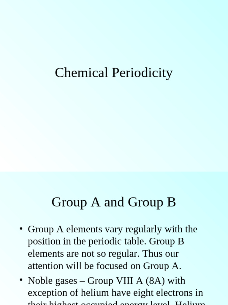 Understanding Chemical Periodicity and Reactions | PDF | Periodic Table ...