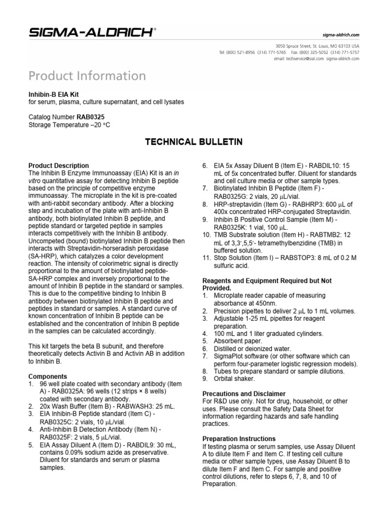 Inhibin-B Test Kit | PDF | Immunoassay