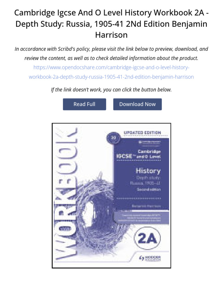 Cambridge IGCSE and O Level History Workbook 2A - Depth Study: Russia ...