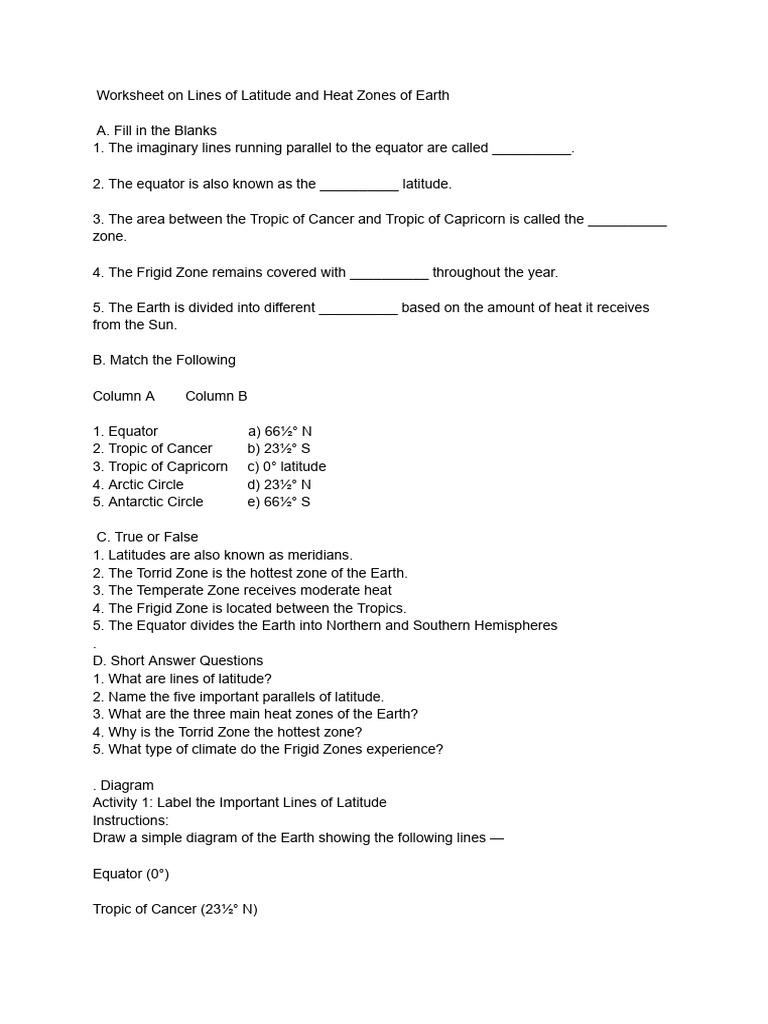 Class 6 Lines of Latitude | PDF
