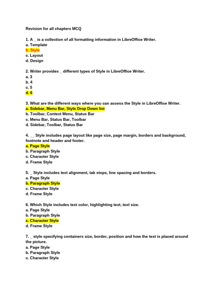 Revision for All Chapters MCQ[1] | PDF | Page Layout | Software