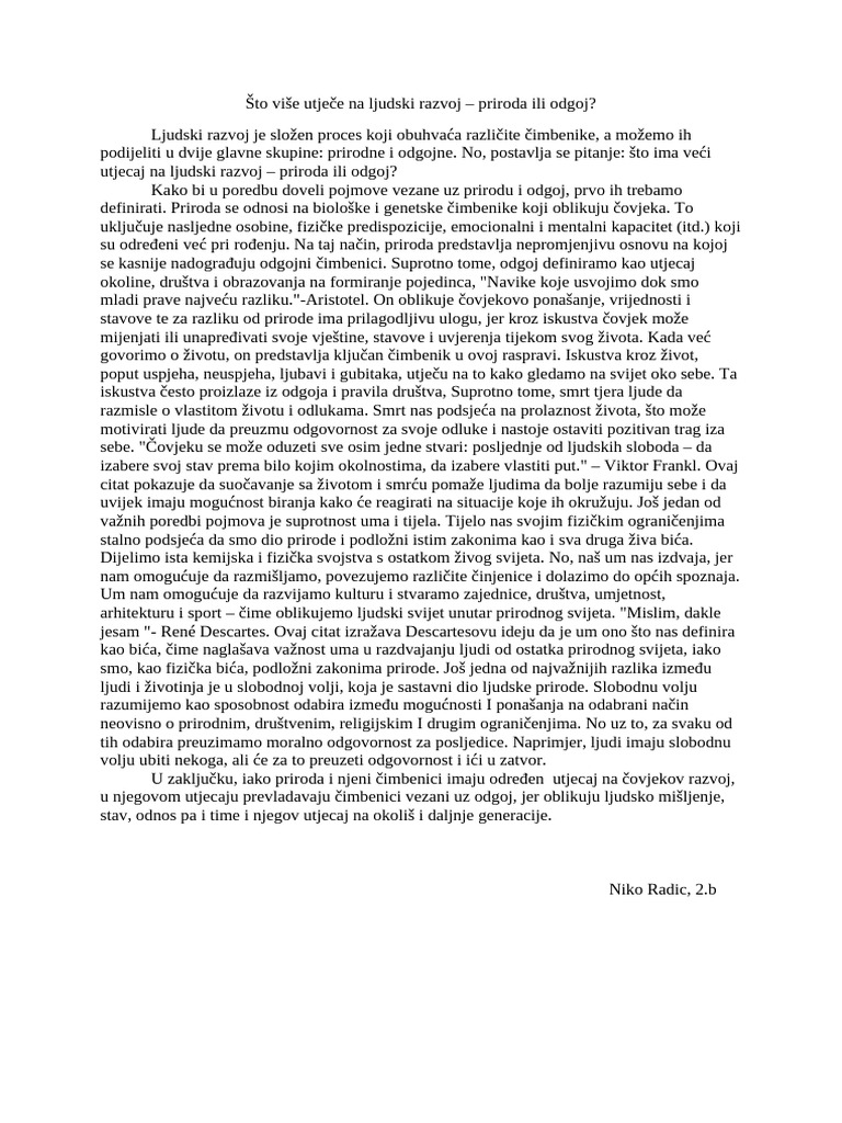 Esej, Ljudski Razvoj | PDF