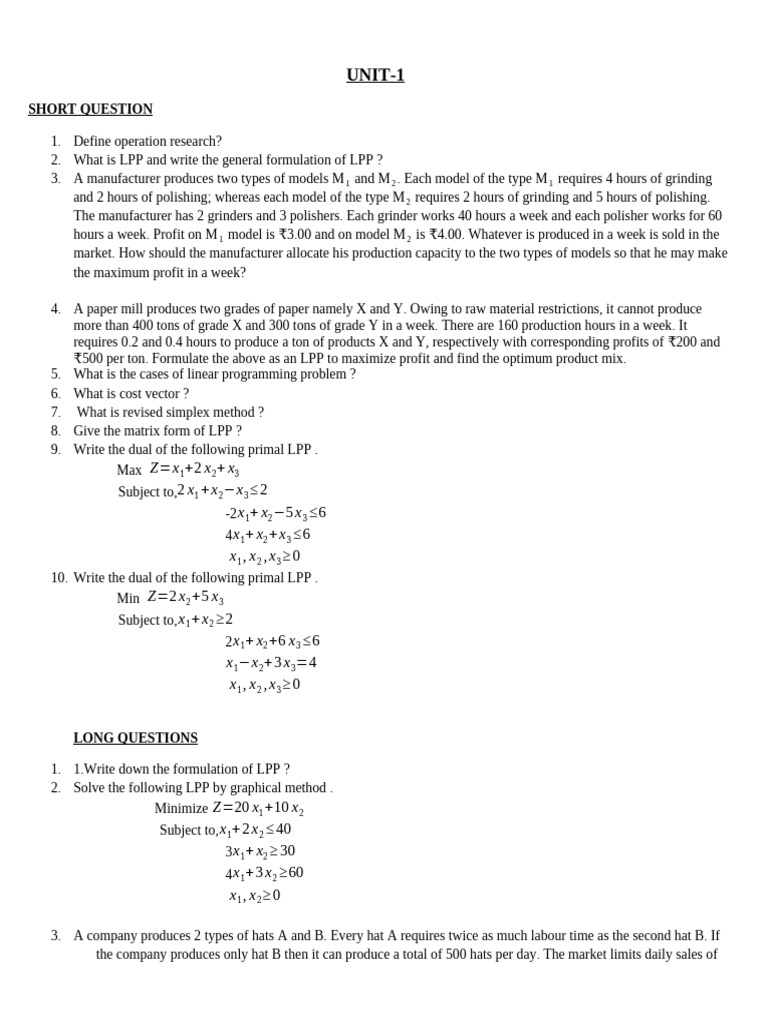 Operation Research: LPP and Optimization Techniques | PDF | Linear ...