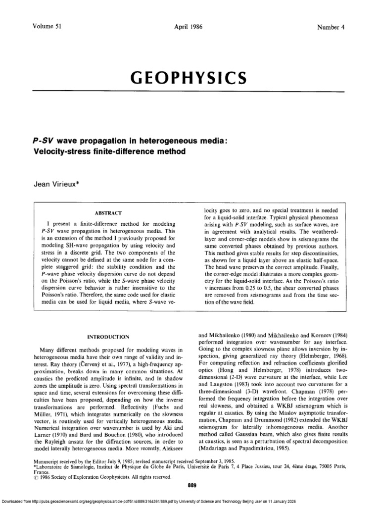 P-SV Wave Propagation Modeling Method | PDF | Waves | Stress (Mechanics)