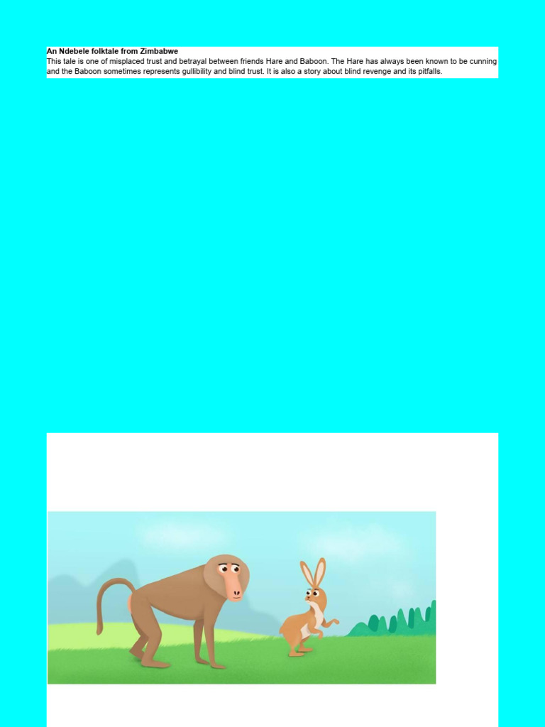 Ndebele Folktale: Hare and Baboon's Betrayal | PDF