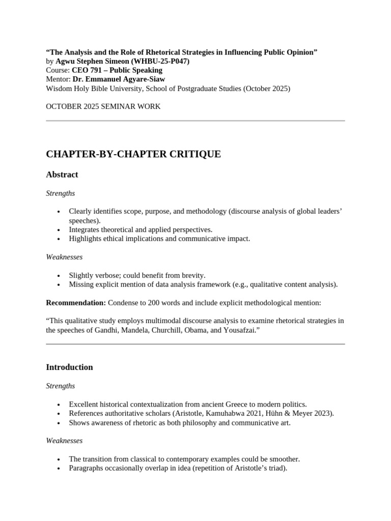 Rhetorical Strategies in Public Opinion | PDF | Rhetoric | Logos