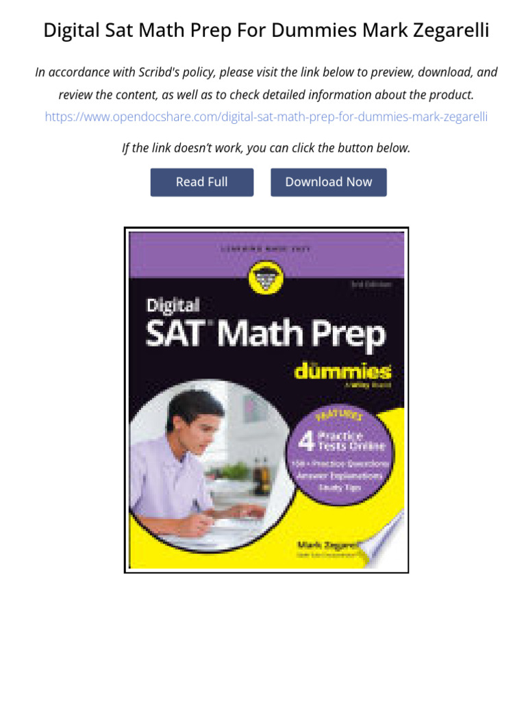 Digital SAT Math Prep For Dummies Mark Zegarelli | PDF | Algebra ...