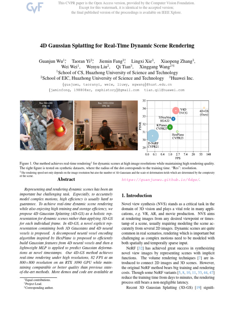 4D Gaussian Splatting For Rendering | PDF | Rendering (Computer ...