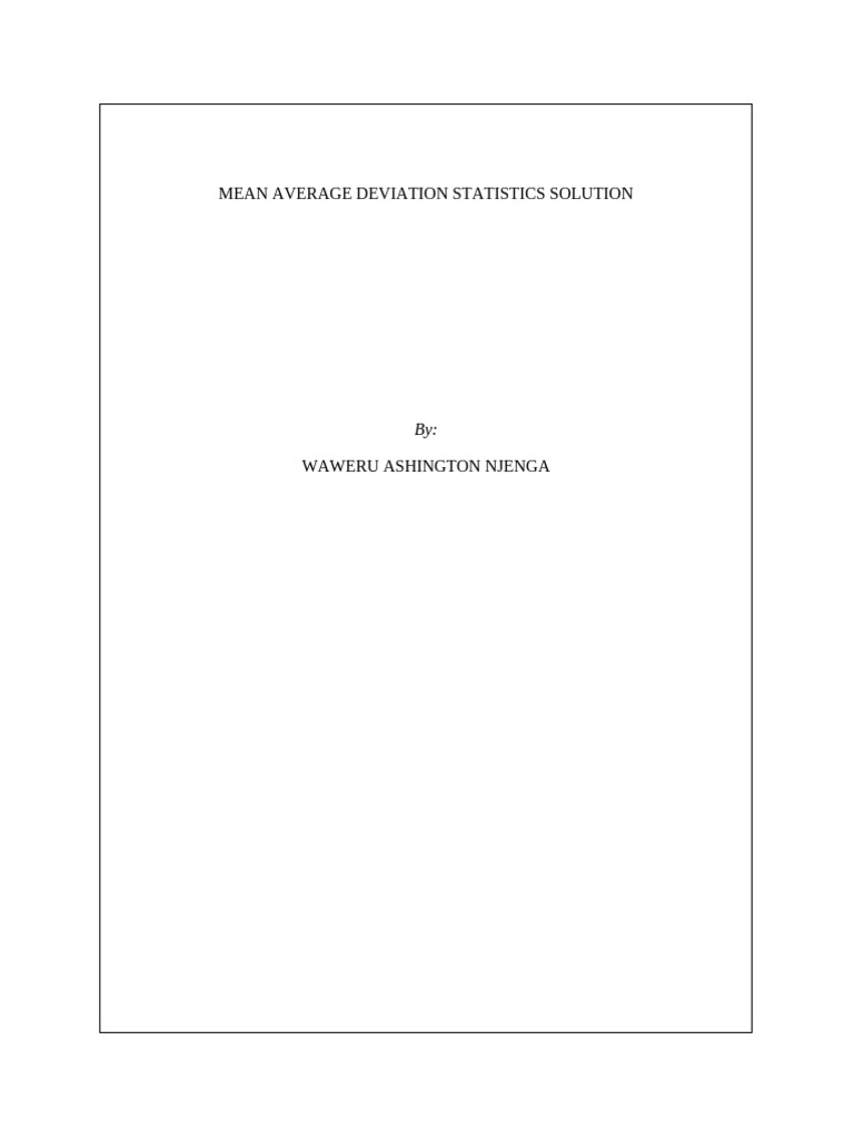MEAN AVERAGE STATISTICS SOLUTION | PDF | Statistics | Variance