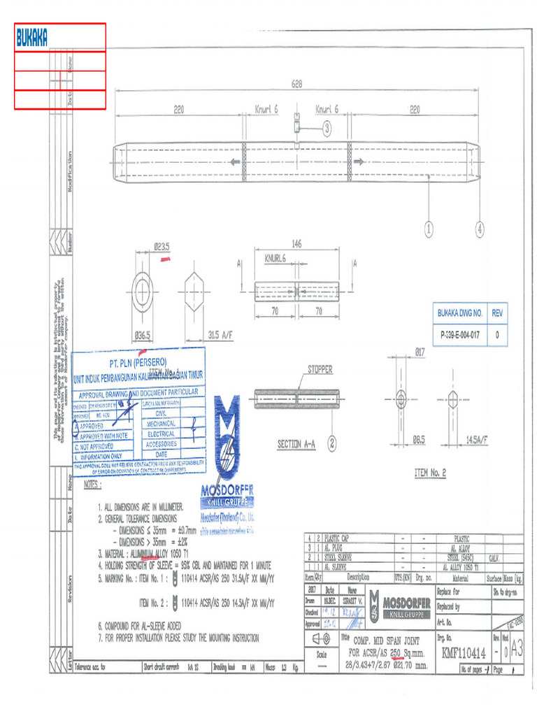21 Compression Midspan Joint for ACSR as 250sqmm (NEN) for Construction ...