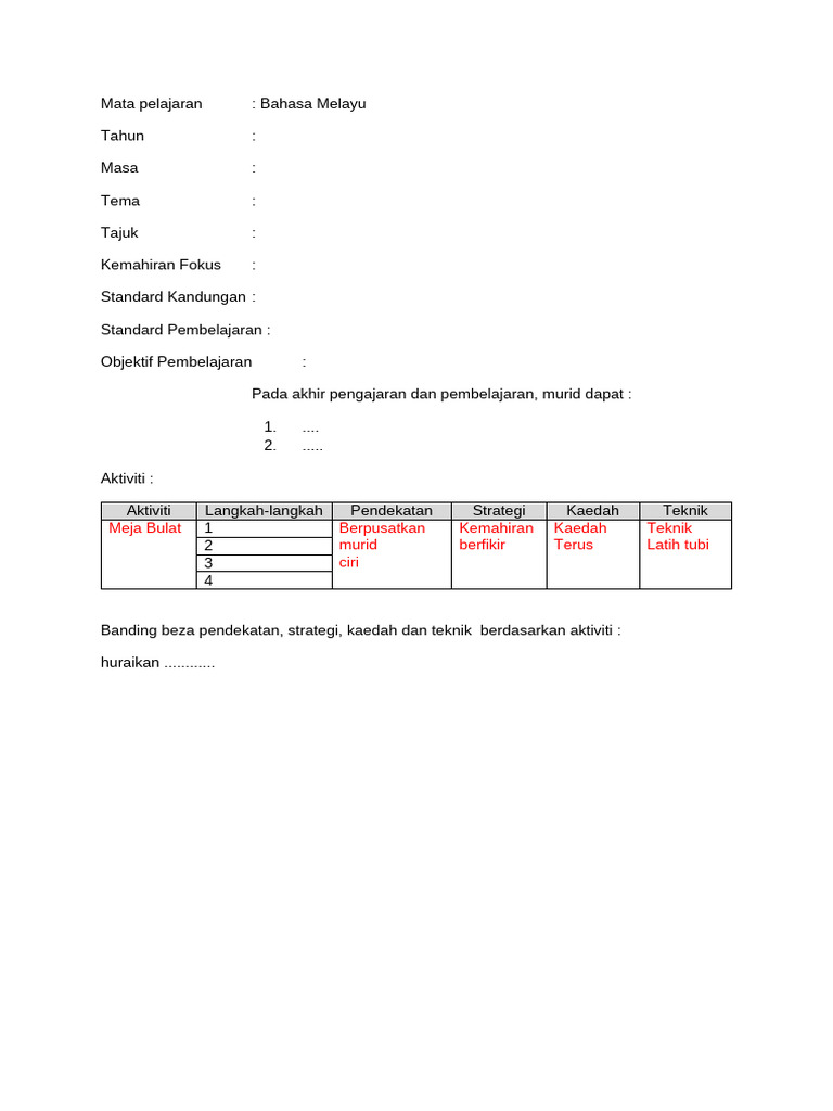 Contoh Template Kerja Kursus 2 | PDF