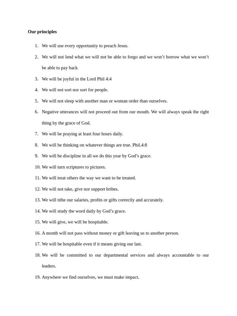 Our Principles | PDF