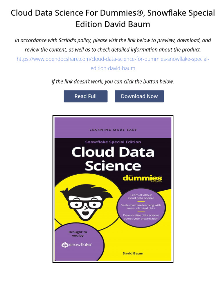Cloud Data Science For Dummies®, Snowflake Special Edition David Baum ...