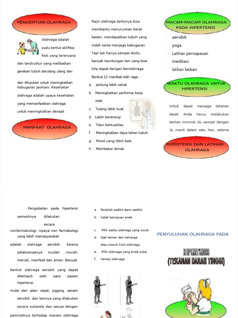 Leflet Olahraga Pada Pasien Hipertensi | PDF